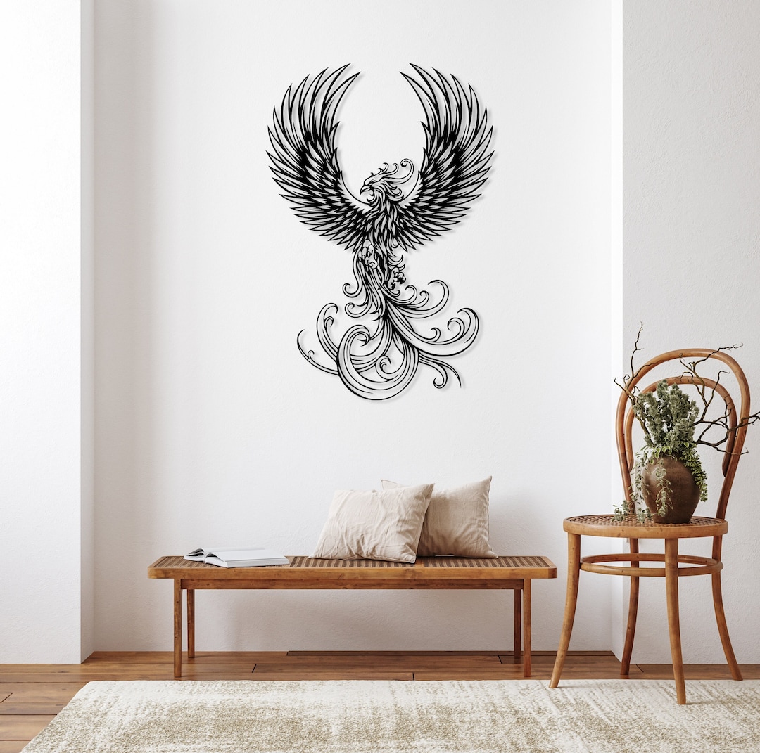 Phoenix Metal Wall Decor, Large Phoenix Wall Art, Contemporary Wall ...