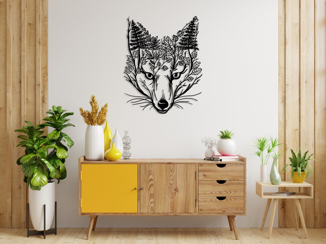 Fox Tree Metal Wall Art, Metal Fox Decor, Fox Wall Hanging, Living Room ...
