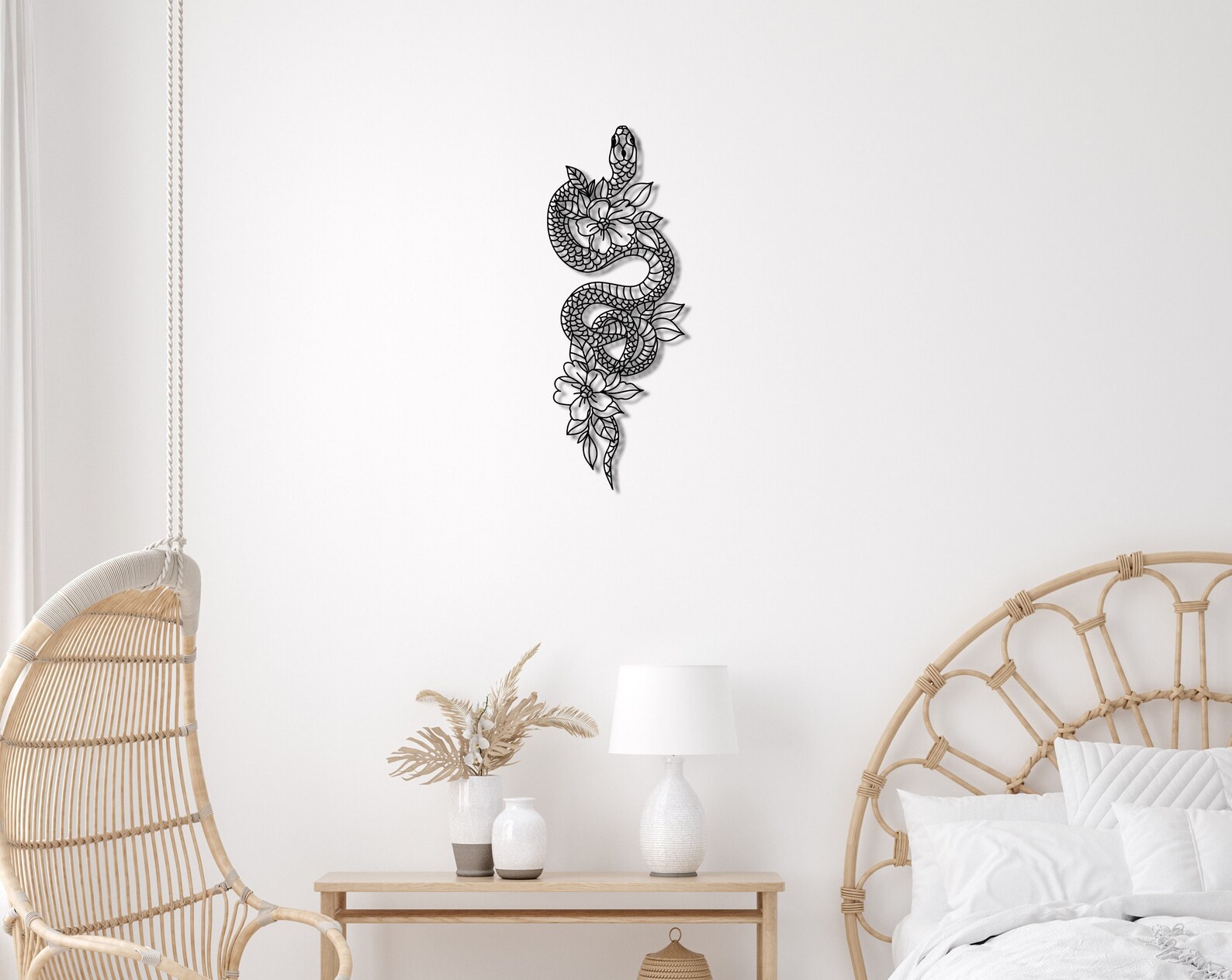 Flower Snake Metal Wall Decor Snake Floral Wall Art - Etsy