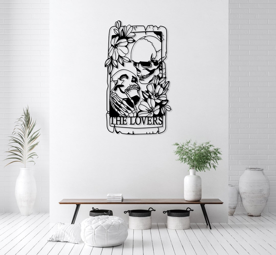 Gothic Couple Skeleton Metal Wall Decor, Skeleton Lover Wall Art, Skull ...