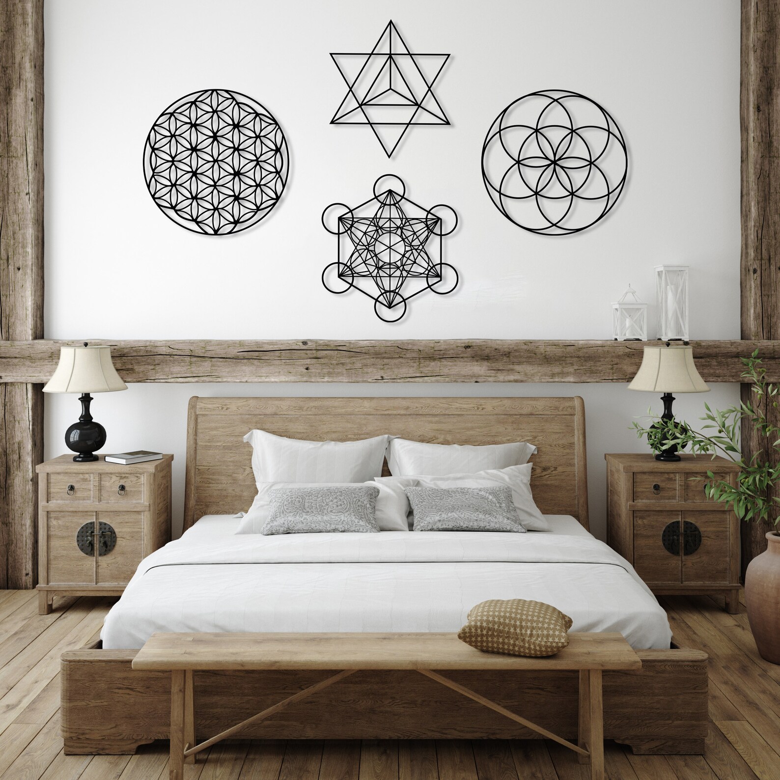 Sacred Geometry Metal Wall Art Set of 4 Home Meditation Metal - Etsy