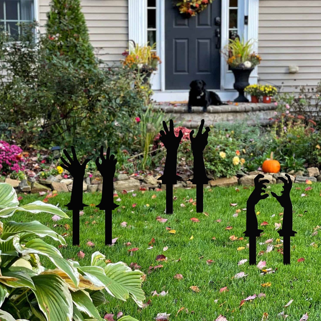 Zombie Hands Metal Garden Stakes Decor, Halloween Fall Decor, Metal ...