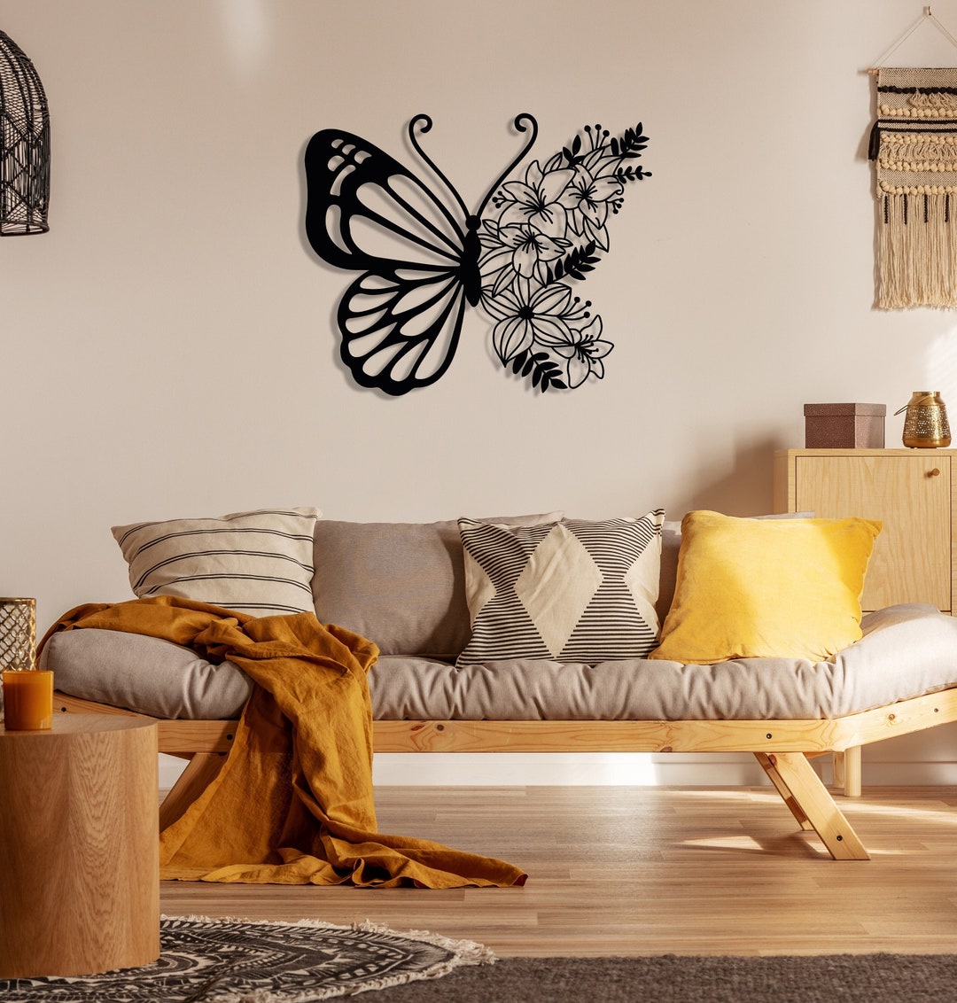 Butterfly Metal Wall Art, Butterfly Home Decor, Metal Living Room Decor ...