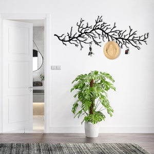 Metal Tree Wall Coat Rack, Tree Wall Hooks, Metal Entryway Decor ...