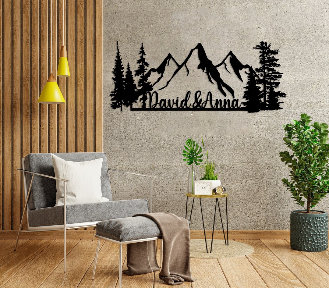 Personalized Mountain Metal Wall Art, Custom Nature and Forest Decor ...
