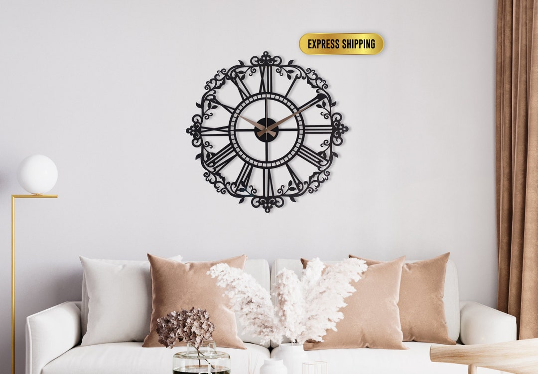 Black Country Oversize Wall Clock,unique Silent Large Metal Wall Clock ...