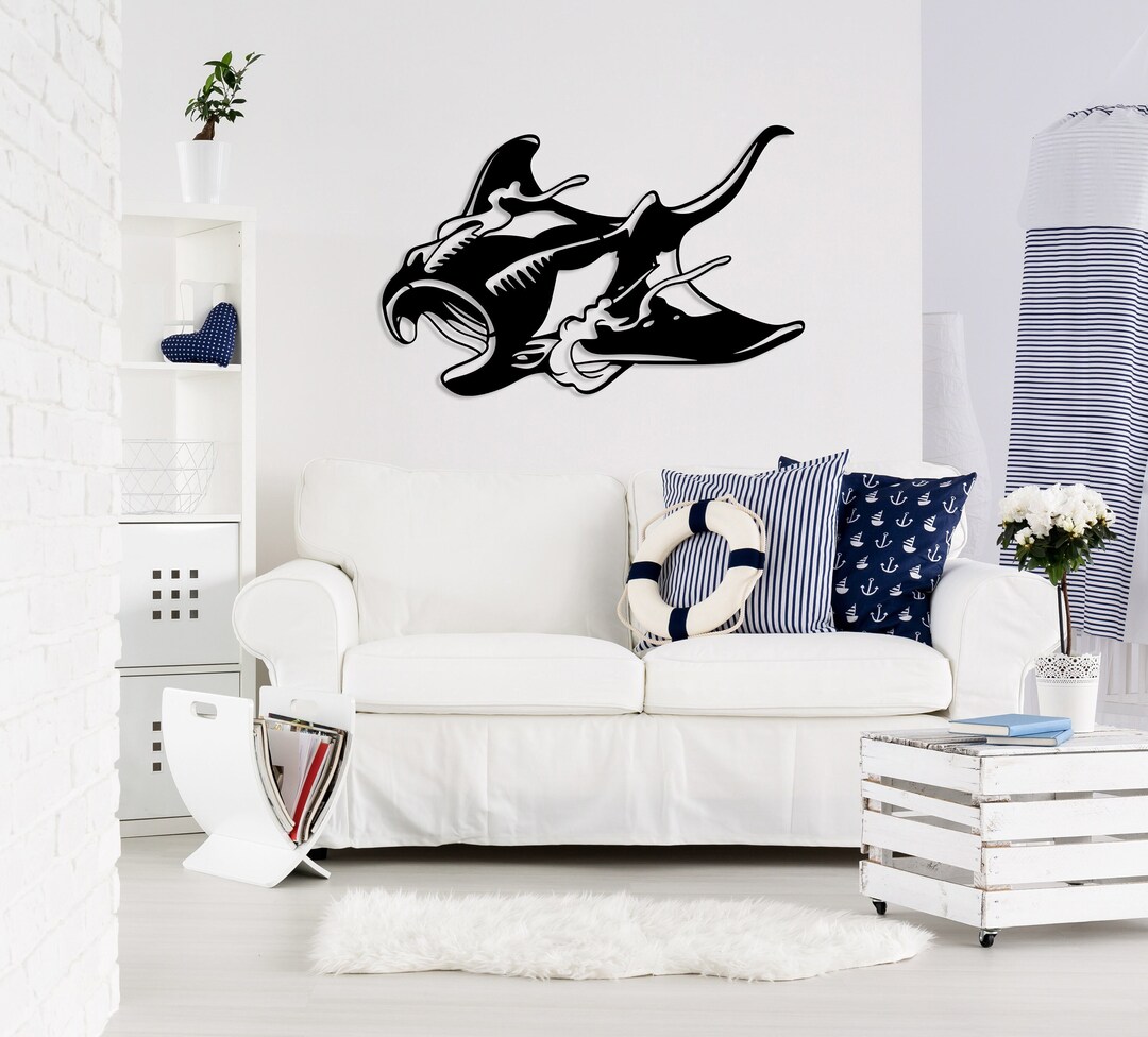 Stingray Fish Metal Wall Art, Manta Ray Metal Wall Sign,sea Life Wall ...