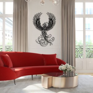 Phoenix Metal Wall Decor, Large Phoenix Wall Art, Contemporary Wall ...