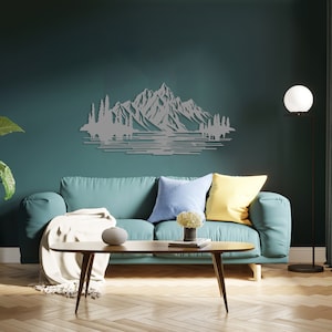 Mountain Forest Metal Wall Decor, Nature and Trees Wall Art, Metal ...