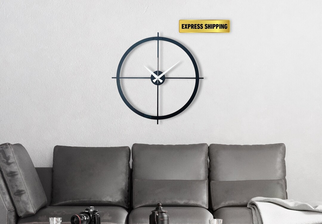 Black Minimalist Large Wall Clock, Minimalist Oversize Silent Clock ...
