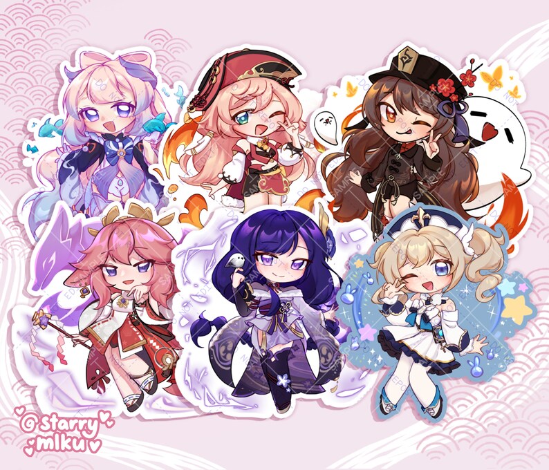 Genshin Impact Stickers Cute Anime Fanmade Handmade - Etsy