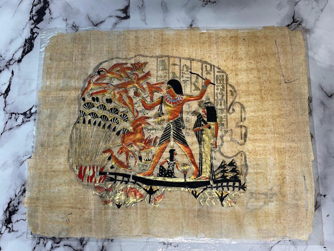 Karnak Gallery Egyptian Papyrus Paper Hand Painted Signed Field of ...