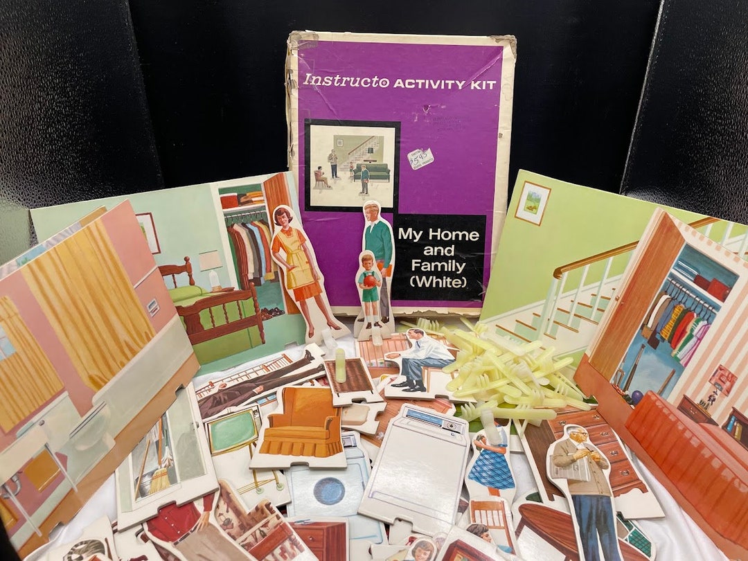 1966 Instructo Activity Kit My Home and Family (white) 1033 Cardboard ...