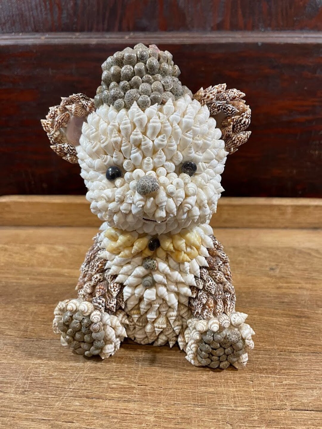 Shell Covered Sitting Teddy Bear With Hat Vintage Shell Art Bear - Etsy