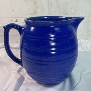 Weller Cobalt Blue Ribbed Round Pitcher Weller Pottery Blue Pitcher - Etsy