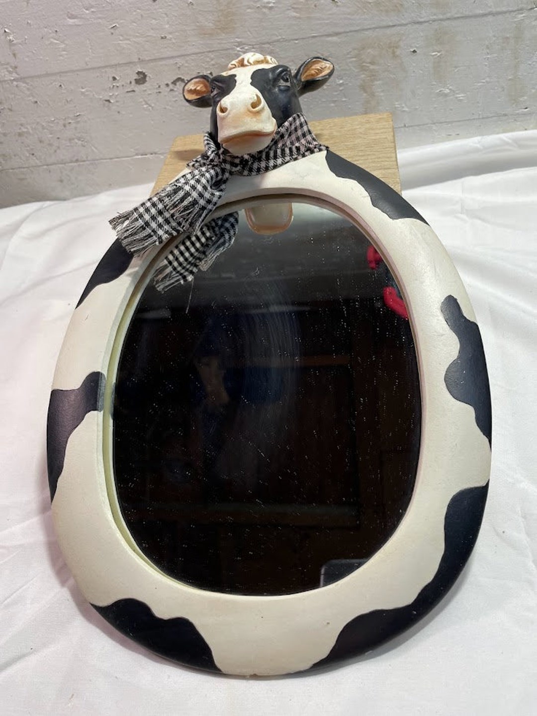 Trippies Inc Ceramic Oval Black and White Cow Mirror Country Cow Decor ...