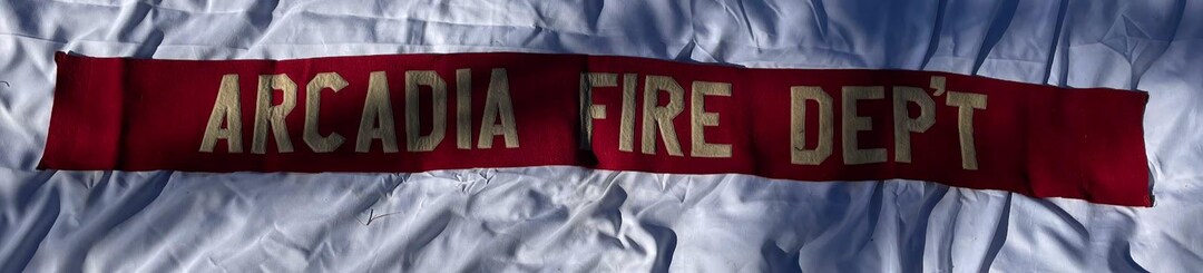 Arcadia Fire Department Vintage Red Felt Banner White Letters Fire Dept ...