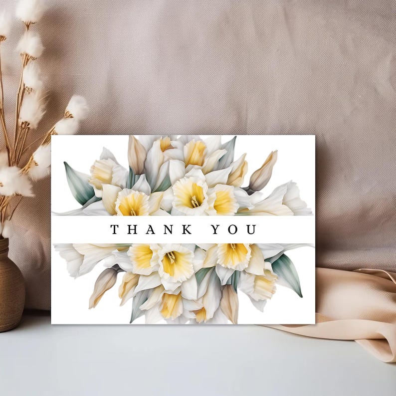 Printable Thank You Card - Floral Card With Flowers | Foldable Thanks ...