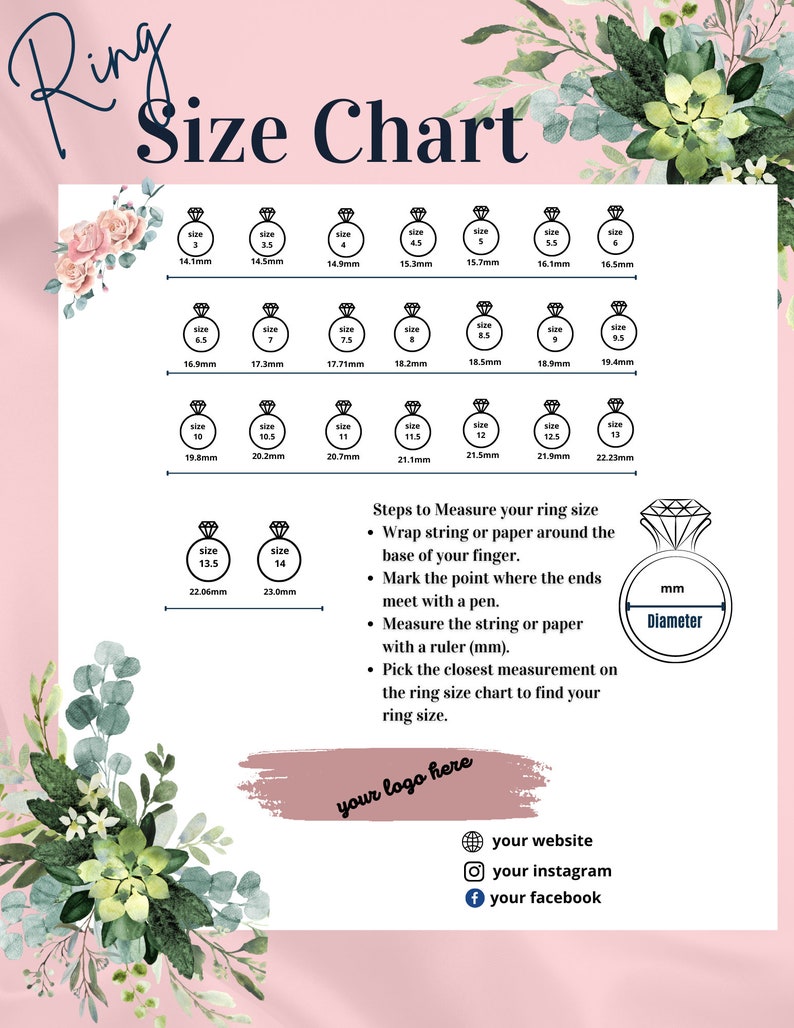 Printable Ring Sizer Chart to Find Your Ring Size Ring - Etsy
