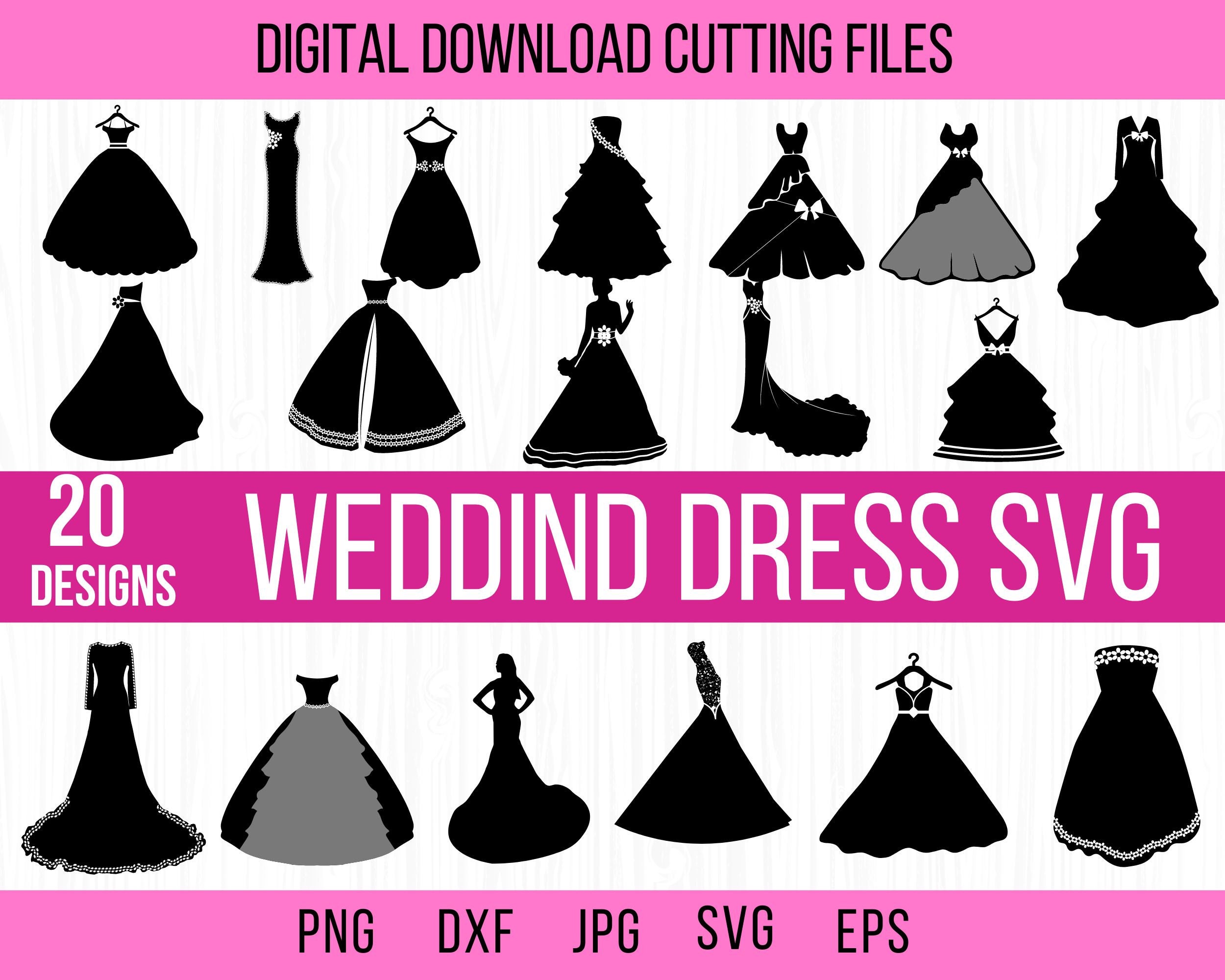 Wedding Dress Svg Wedding Clipart Bridal Shower Svg Dress - Etsy