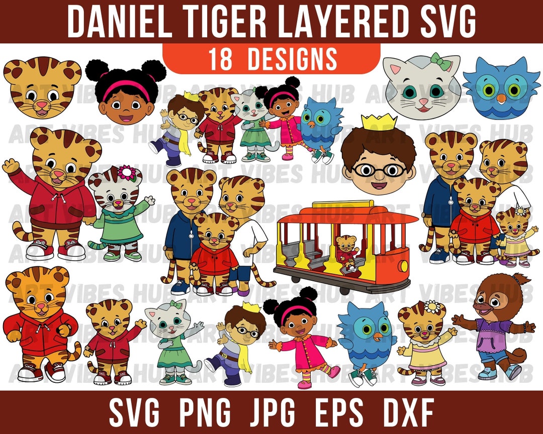 Pre School for Kids Daniel Tiger Layered SVG and PNG Bundle Daniel ...