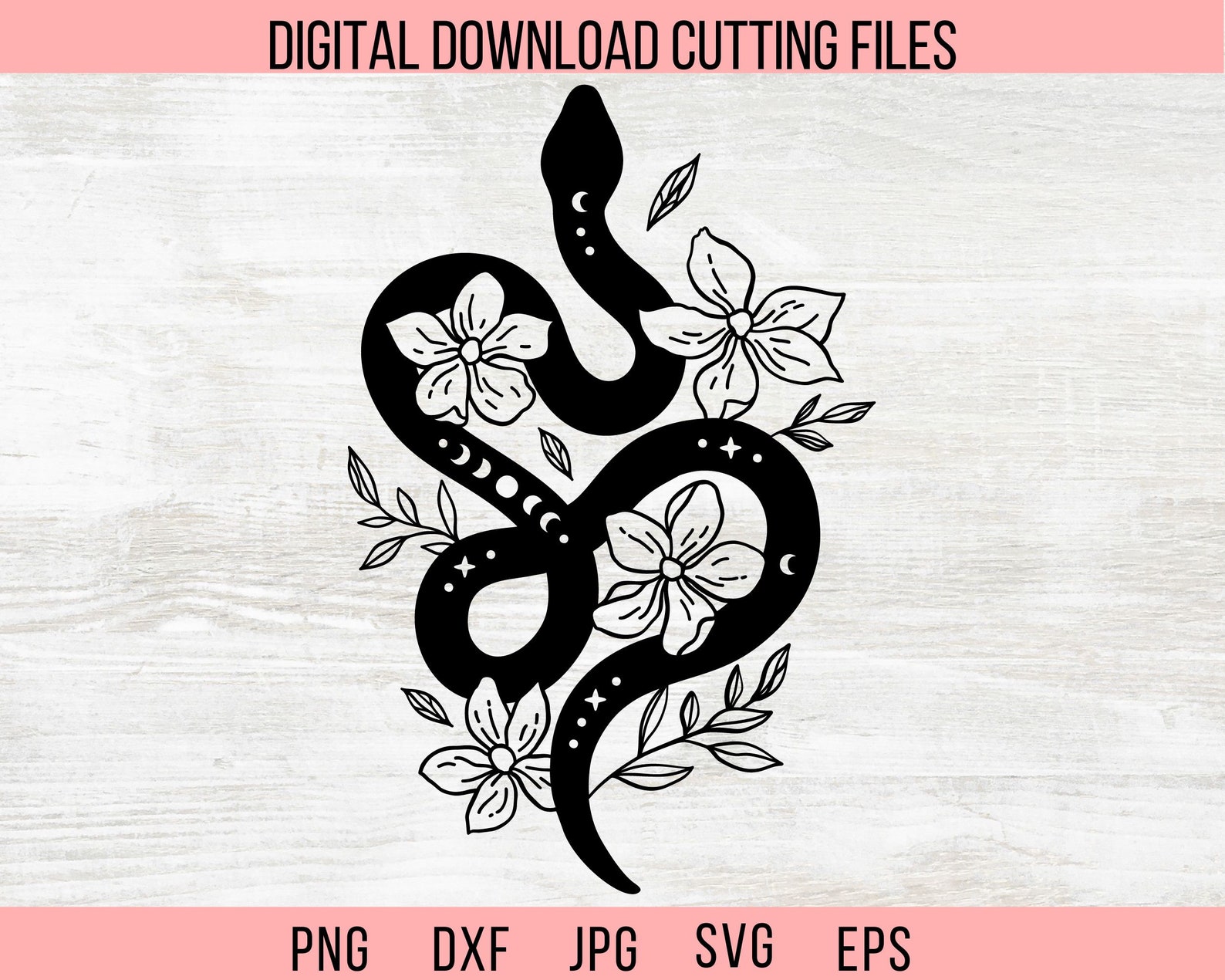 Snake SVG Bundle: Reptile Clipart, Celestial Silhouette (digital ...