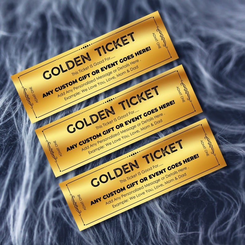 Editable Golden Ticket Template | Printable Gift Voucher (9x4) - Etsy