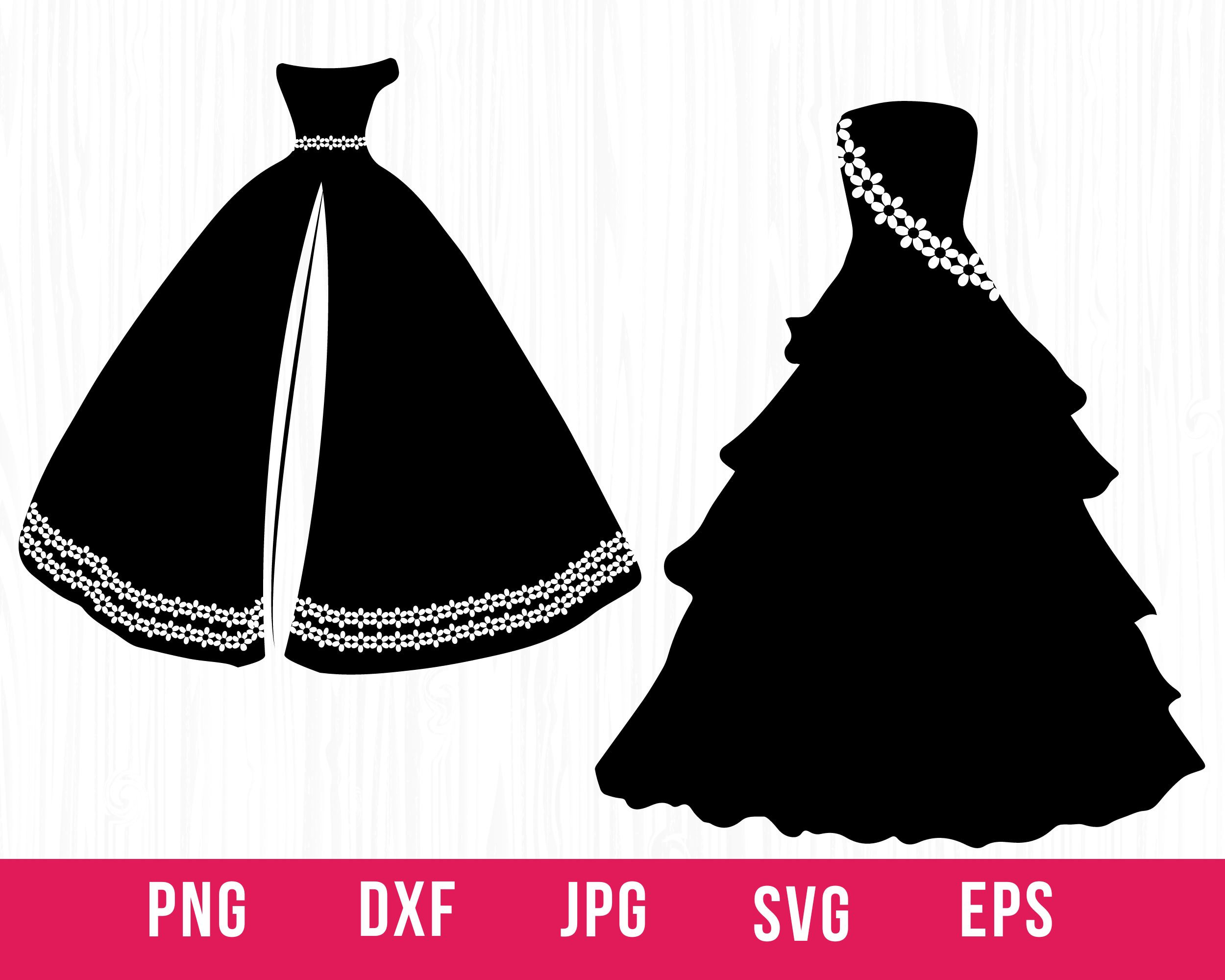 Wedding Dress Svg Wedding Clipart Bridal Shower Svg Dress - Etsy