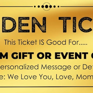 EDITABLE Elegant GOLDEN TICKET Template | Personalized Gift Certificate ...