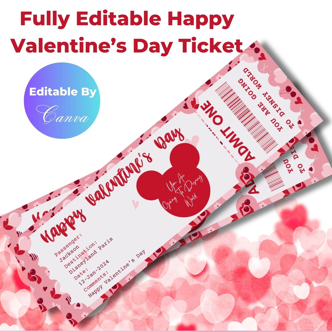Valentine's Day Theme Park Surprise Ticket, Theme Park Reveal, Theme ...