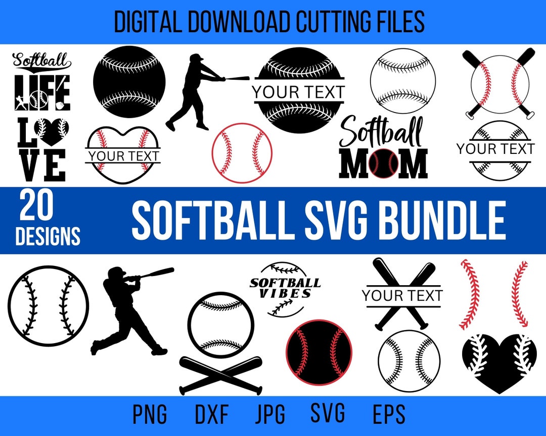 Softball SVG Bundle - Baseball Png and Clipart for Sports Designs ...