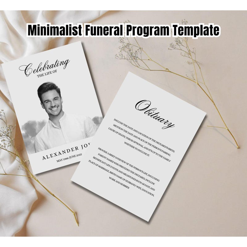 Funeral Program Template Front Back - Etsy