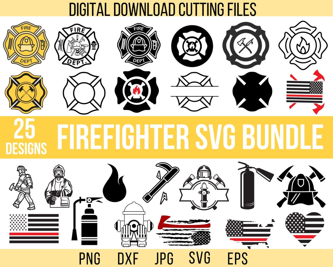 25 Firefighter Svg Bundle, Fire Department Svg, Firefighter Png, Fire ...