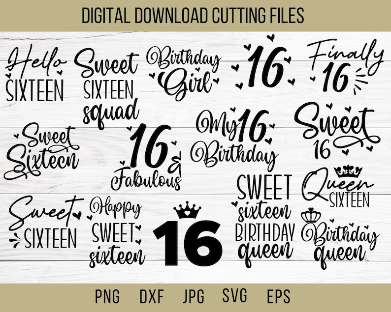 Bundle of Sweet 16 Svg, Birthday Girl Svg, Birthday Squad Svg, Birthday ...