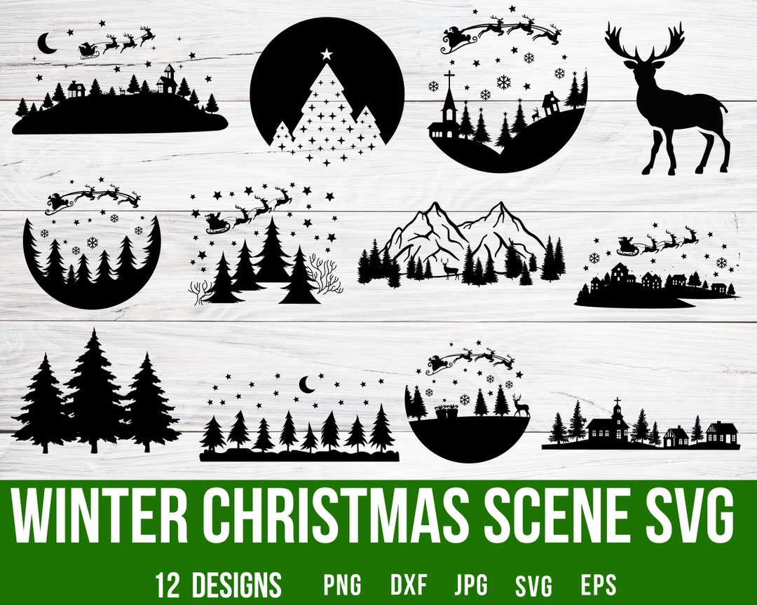 Winter Christmas Scene Svg, Winter Scene Svg, Winter Svg Scene ...