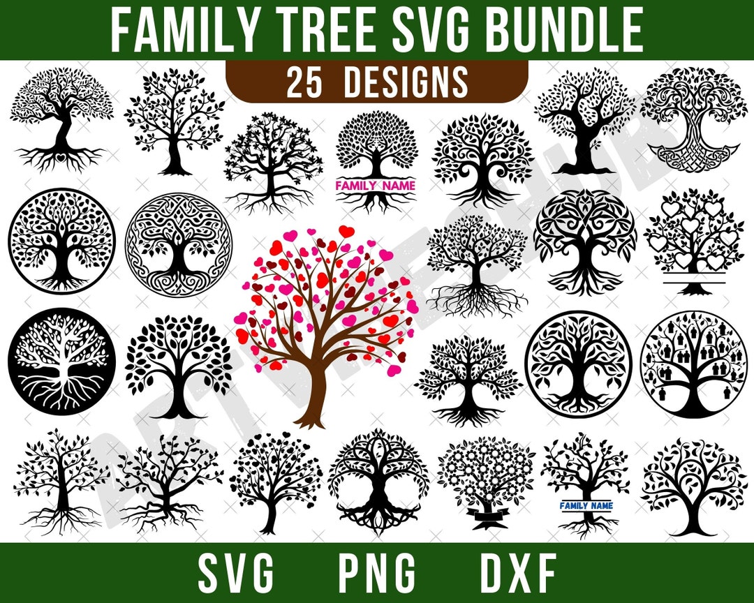 25 Family Tree Svg Bundle, Tree Roots Svg, Tree With Roots Svg, Our ...