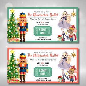 Editable Nutcracker Ticket Personalized Nutcracker Ballet Gift Ticket ...