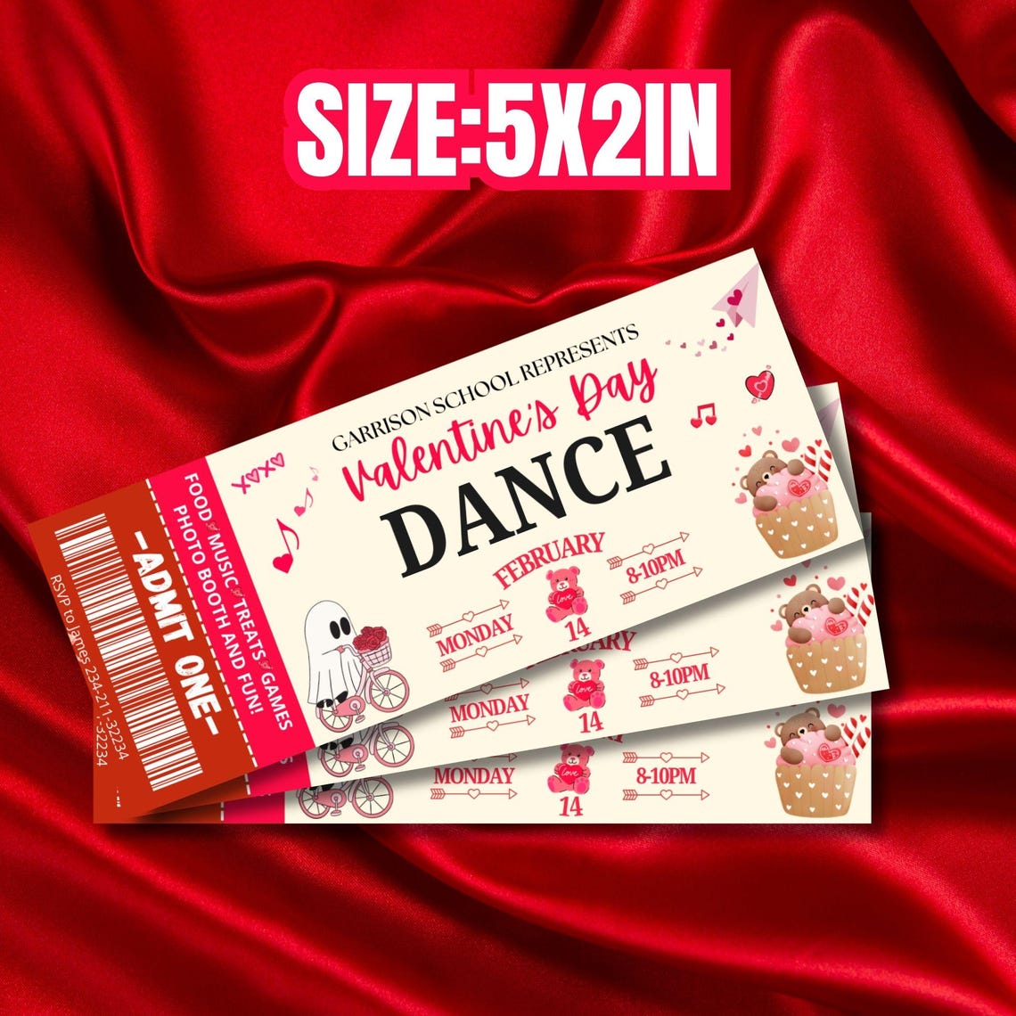 Editable Valentine's Day Dance Ticket Template, Valentines School Dance ...
