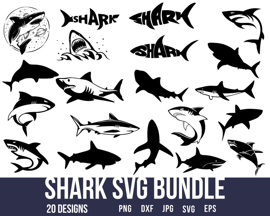 2025 Shark Svg Bundle, Shark Clipart, Shark Png, Sharks Svg, Cute Shark ...