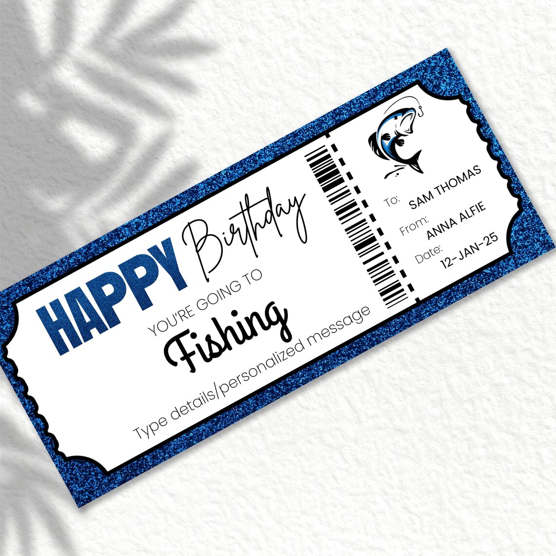 Fishing Birthday Gift Voucher Pass | Fishing Trip Certificate Ticket ...
