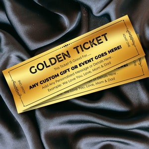 Editable Golden Ticket Template | Printable Gift Voucher (9x4) - Etsy