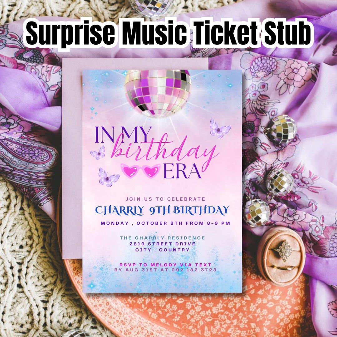 In My Birthday Era Invitation Teen Girl Music Party Invite Purple ...