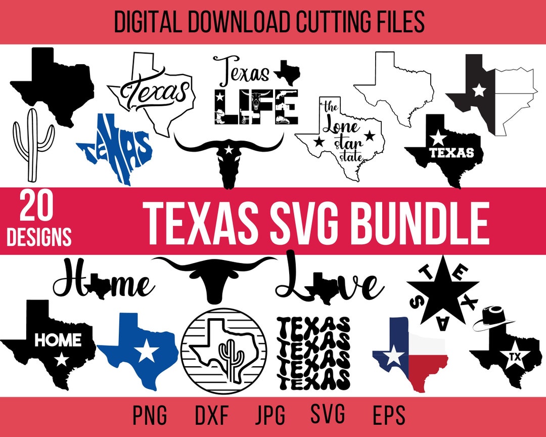 Patriotic Texas SVG Bundle - State Outline, Flag, Home Design for T ...
