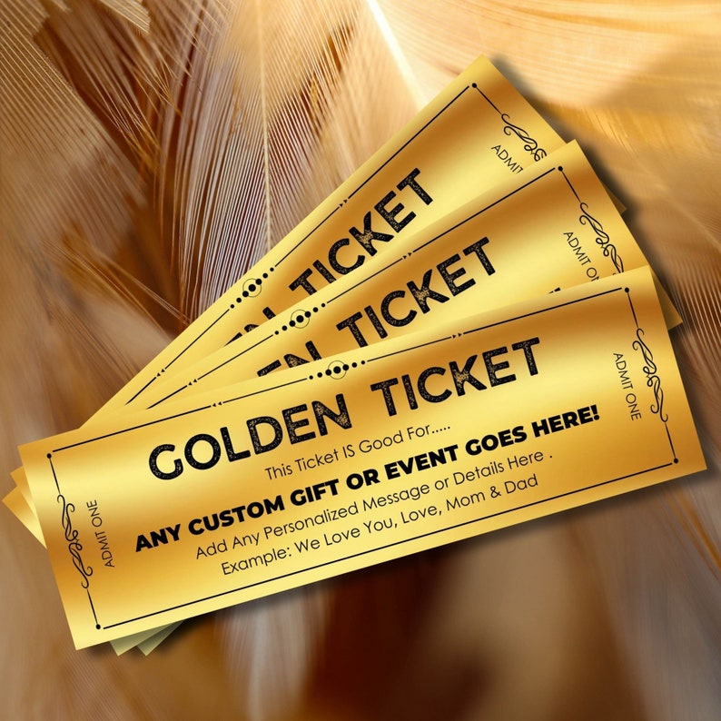 Editable Golden Ticket Template | Printable Gift Voucher (9x4) - Etsy