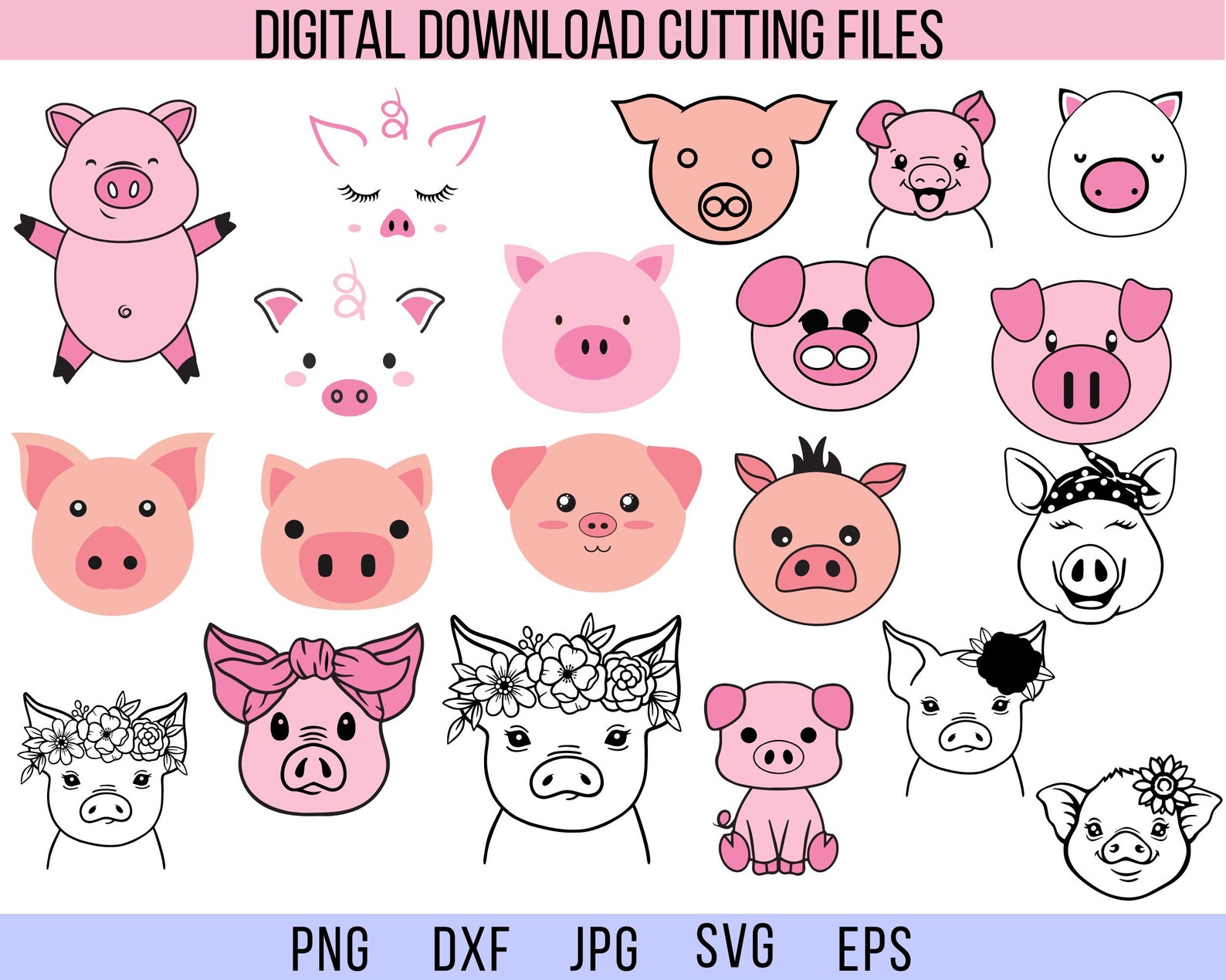 20 Pig Png Bundle Pig Svg Farm Animal Svg Show Pig Svg Pig - Etsy