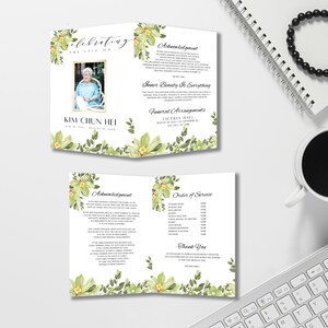 Editable Funeral Program Template, Funeral Memorial, Greenery Order of ...