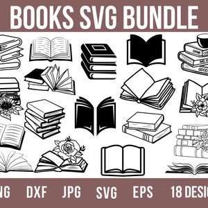 20 Book Svg Bundle, Reading Svg, Book Clipart, Book Worm Svg, Bookworm ...