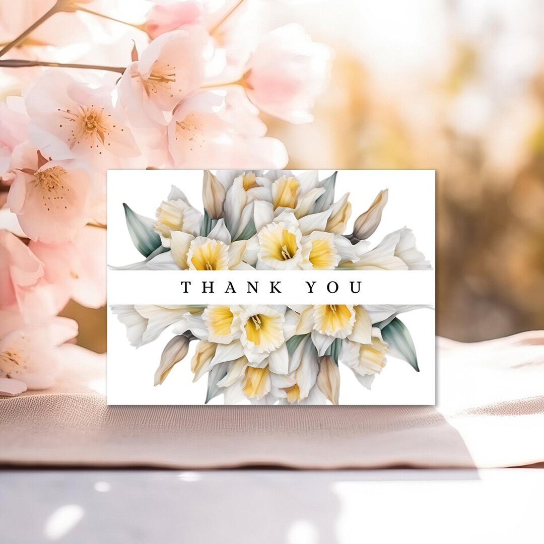 Printable Thank You Card - Floral Card With Flowers | Foldable Thanks ...