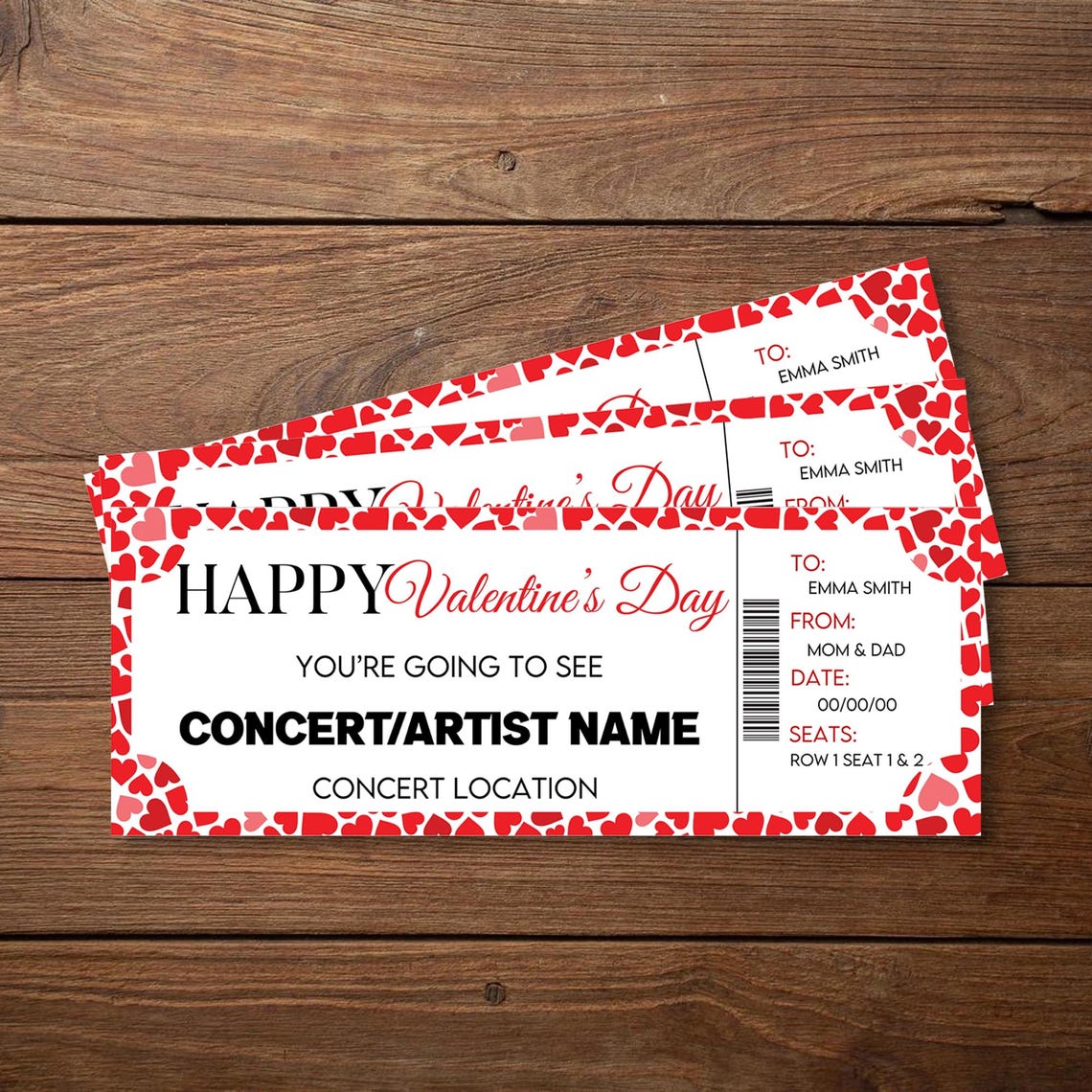 Printable Valentines Day Concert Gift Ticket | Surprise Gift ...