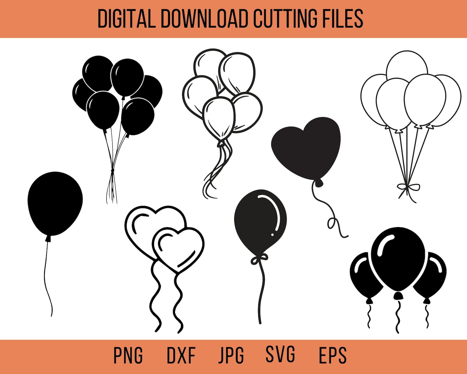 Bundle of Balloon Svg Balloon Clipart Birthday Balloons Hot - Etsy